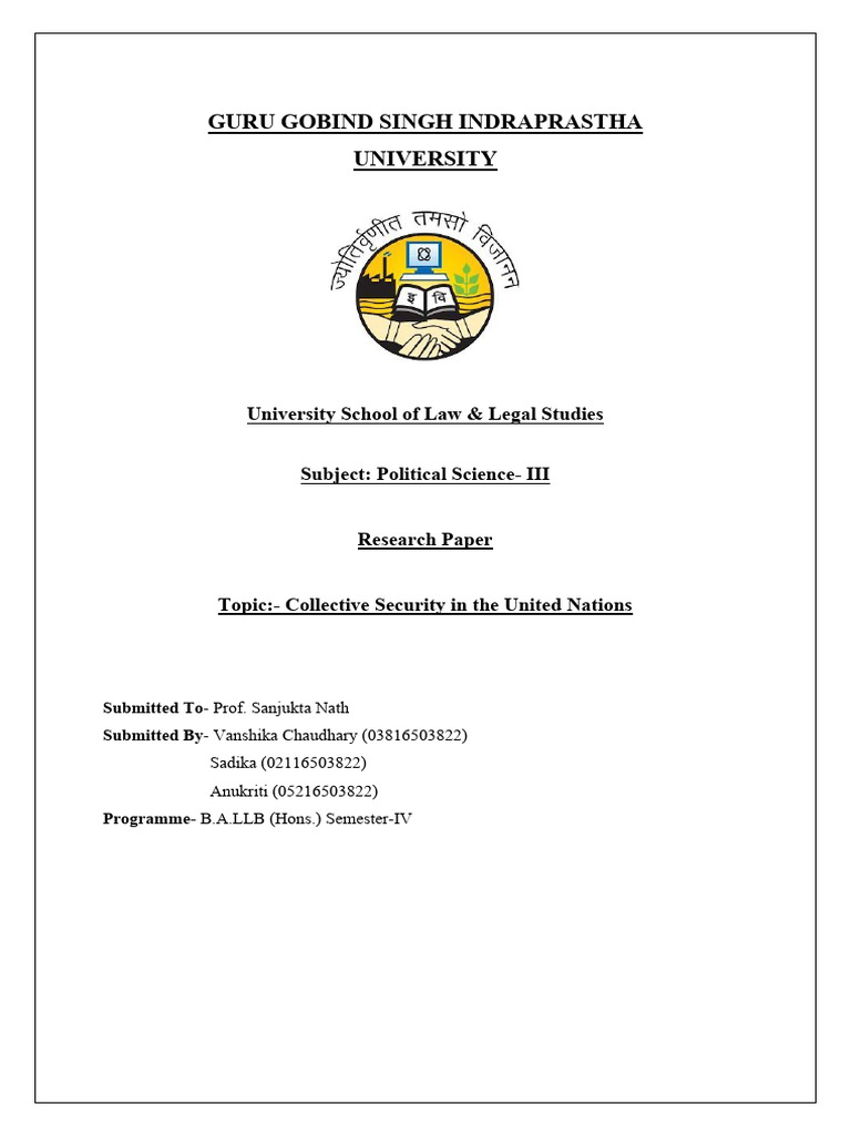 Collective Security in the UN Explained | PDF | United Nations Security ...