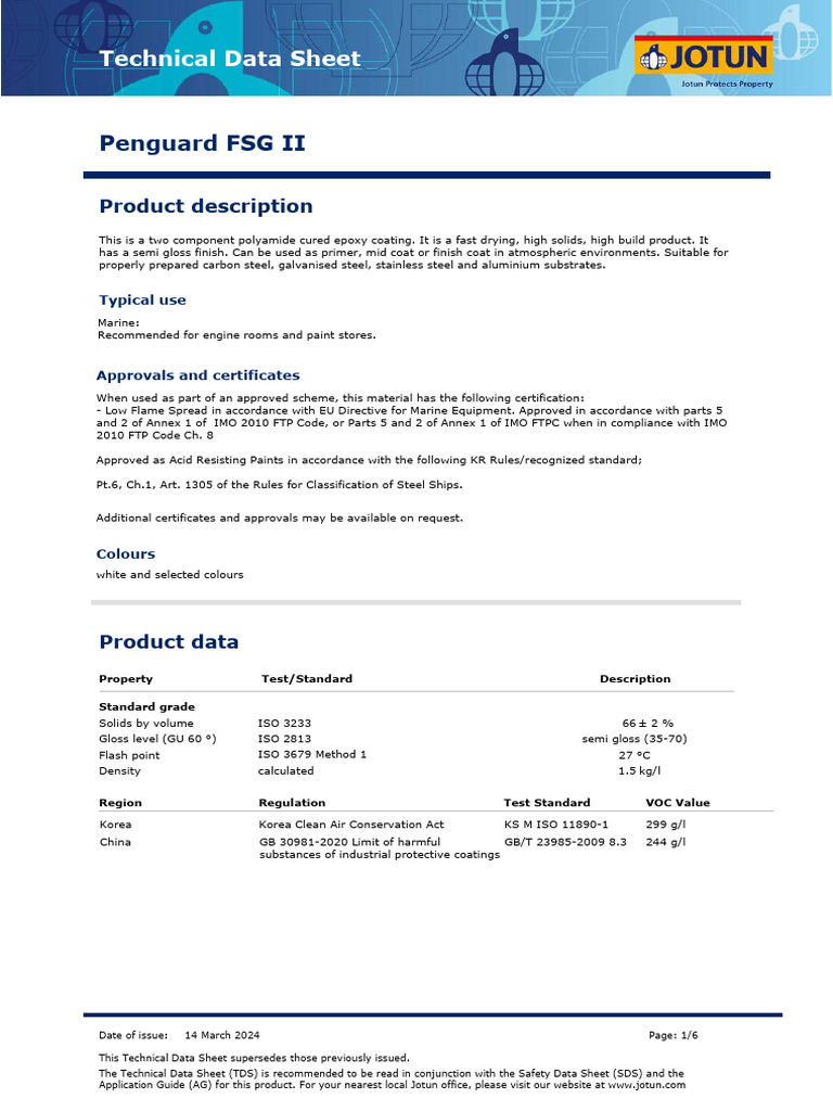 Penguard FSG II Epoxy Coating TDS | PDF | Abrasive | Paint