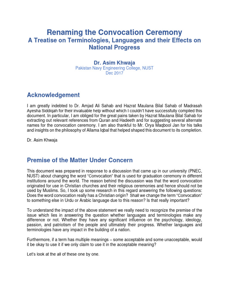 Renaming The Convocation Ceremony (DR Asim Khwaja) | PDF | Muhammad ...