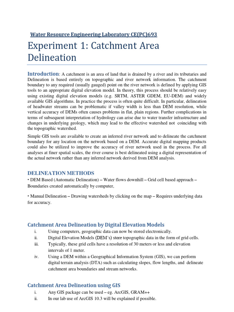 Water Resource Engineering Laboratory (CE (PC) 693) | PDF | Arc Gis ...