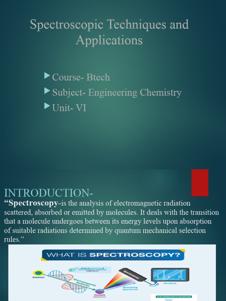 Unit 6 Spectroscopy Techniques And Applications Pdf Emission