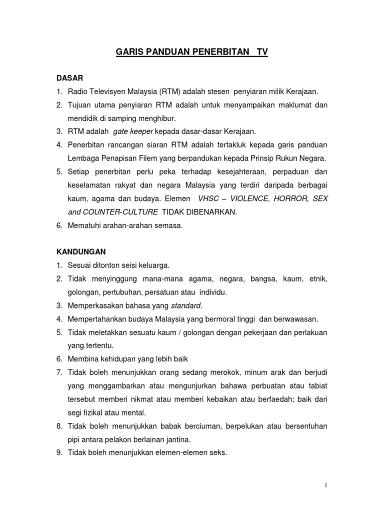 Panduan Penyiaran RTM | PDF