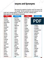 100 Examples of Synonyms and Antonyms Vocabulary | PDF