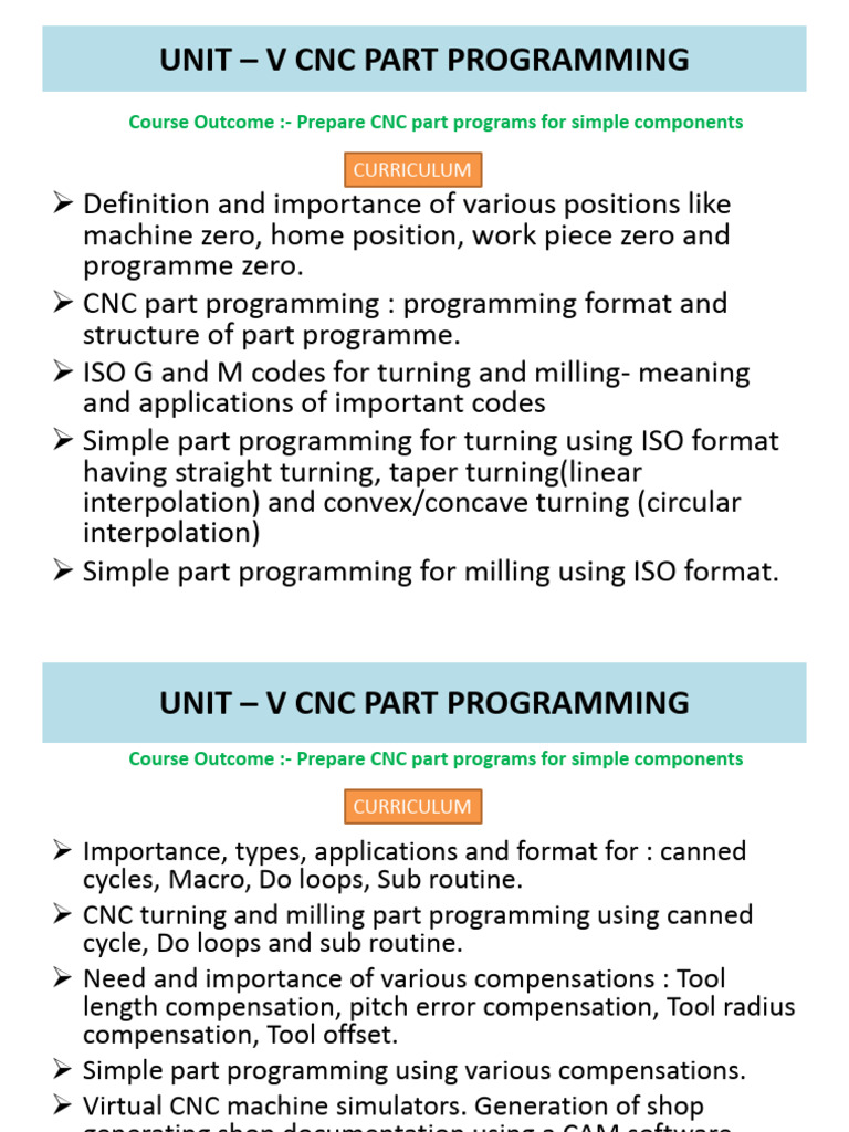 unit-v-cnc-part-programming | PDF | Numerical Control | Control Flow unit-v-cnc-part-programming | PDF | Numerical Control | Control Flow