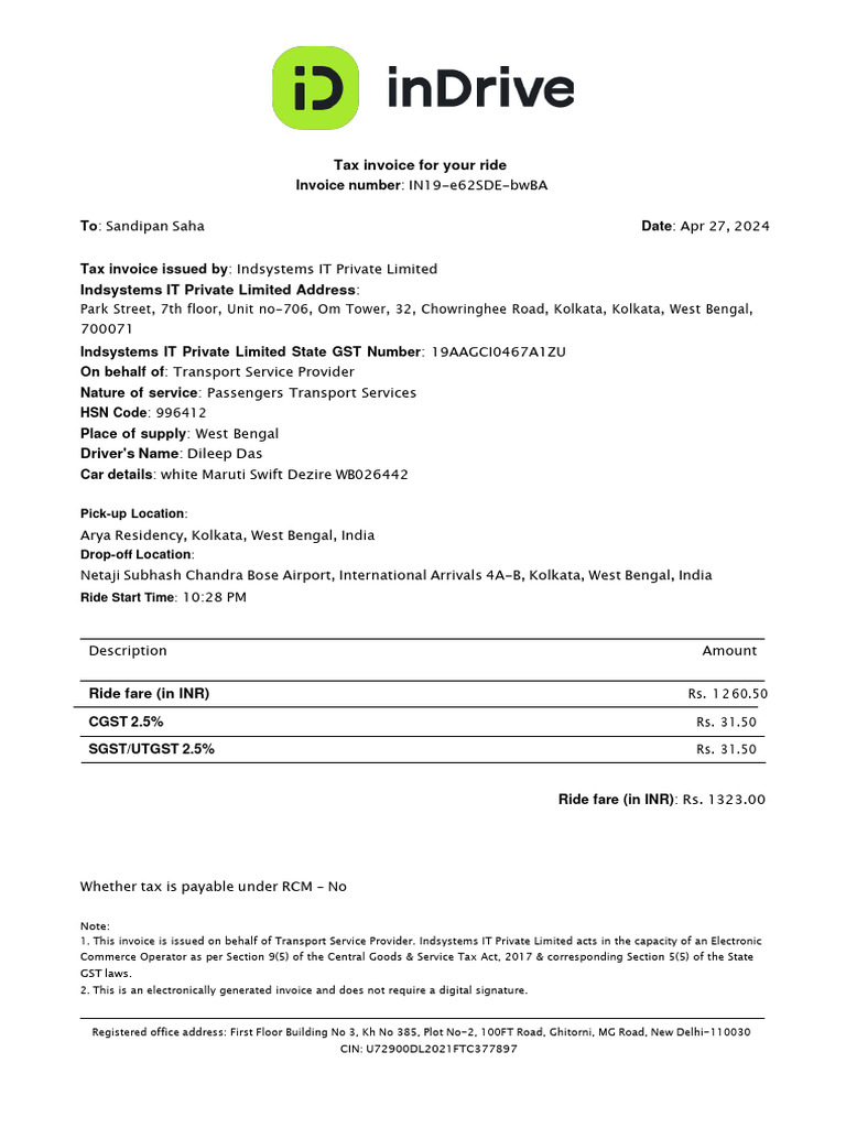 Indriver Sandipan | PDF