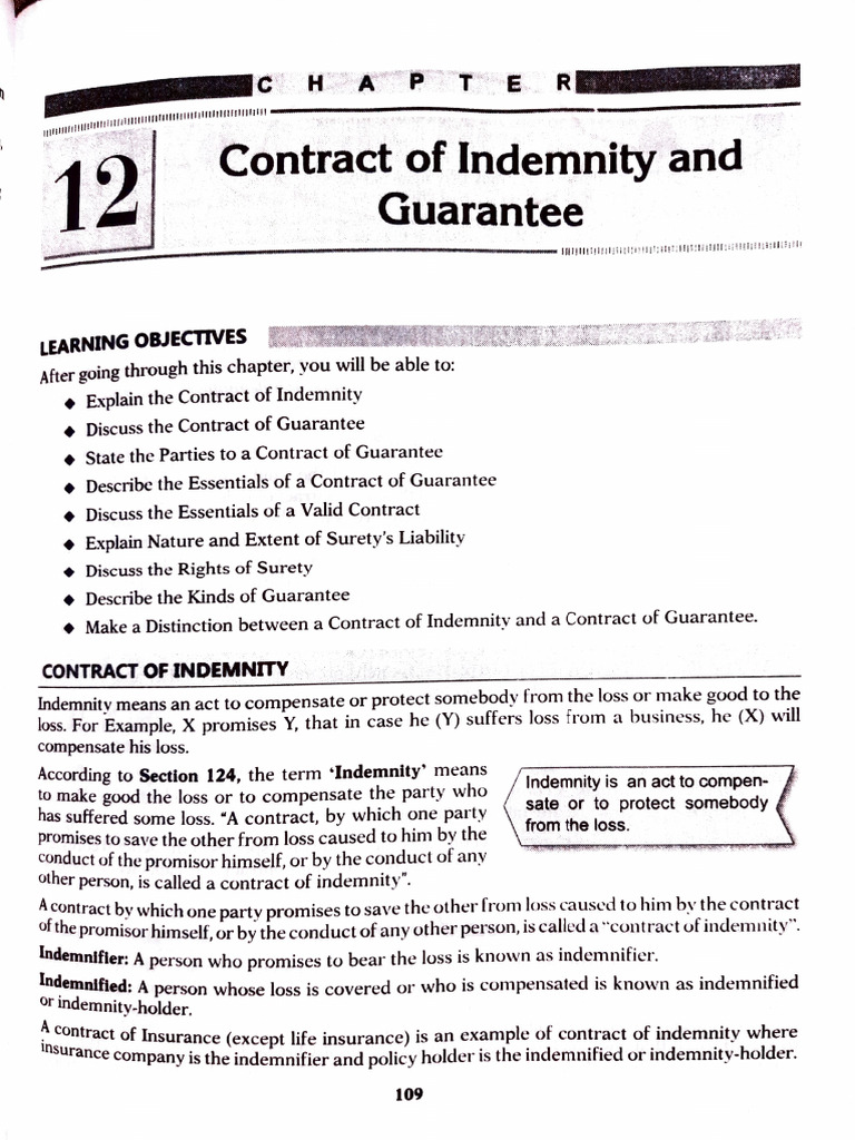 Guarantee: Contract of Indemnity and | PDF | Guarantee | Indemnity