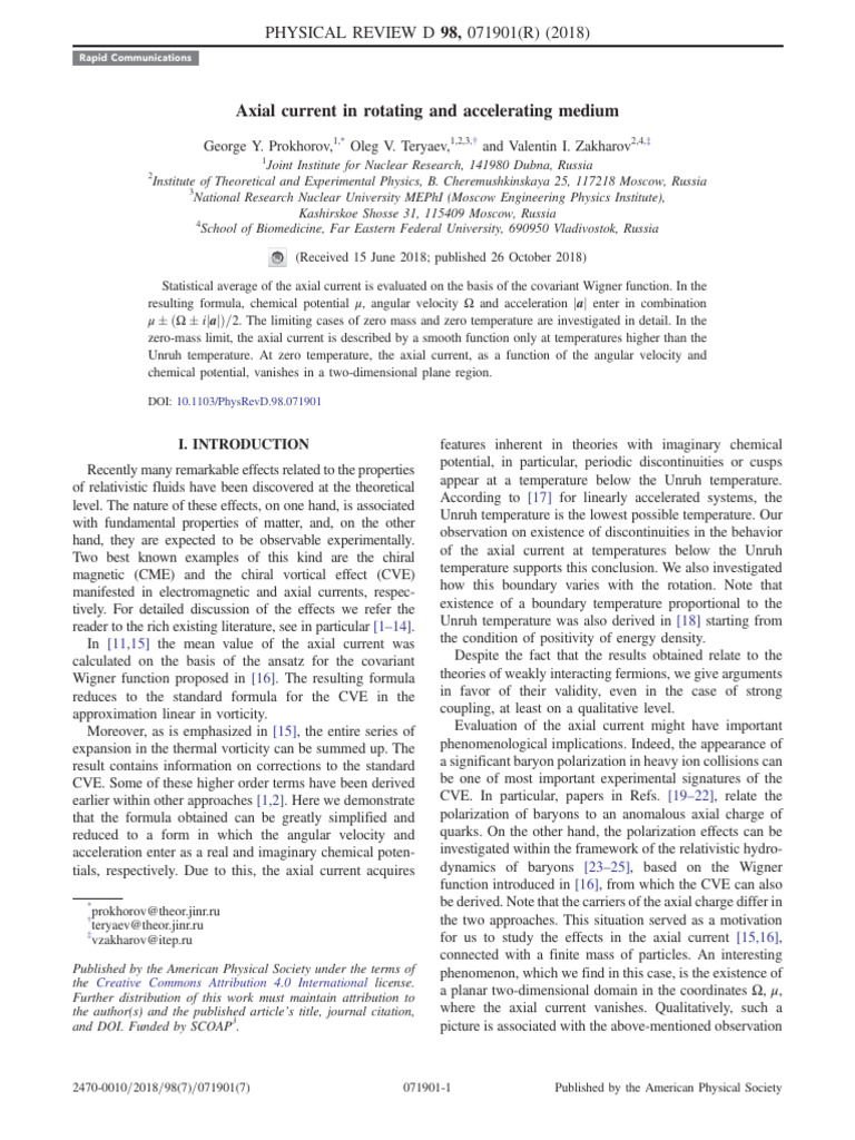 Axial Current Wigner Function Rotating Fermion | PDF | Mechanics ...