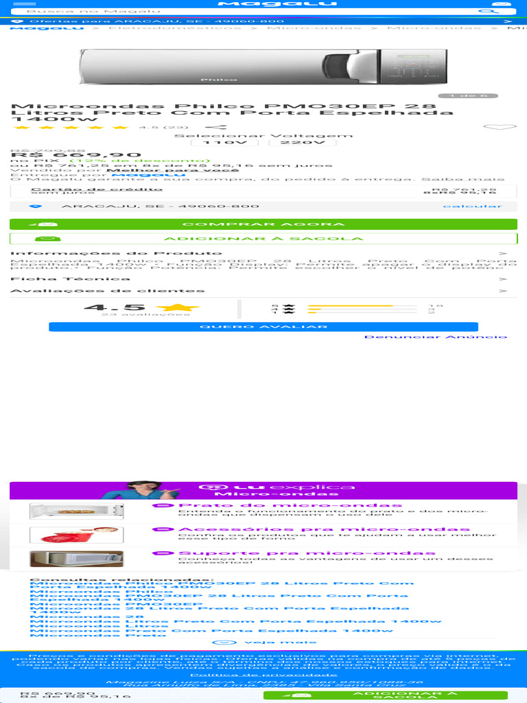 Microondas Philco PMO30EP 28 Litros Preto Com Porta Espelhada 1400w - Micro-Ondas - Magazine ...