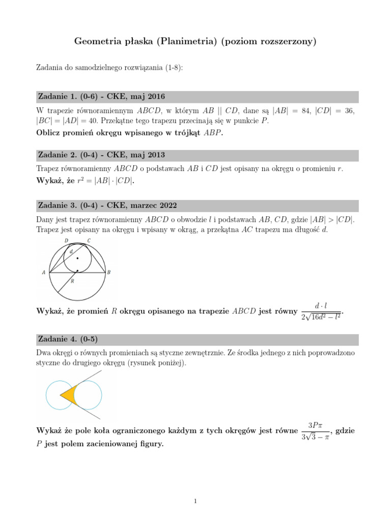 Geometria płaska (Planimetria) (p. rozszerzony) | PDF