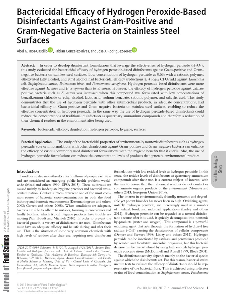 H2O2 - Activity | PDF | Disinfectant | Bacteria