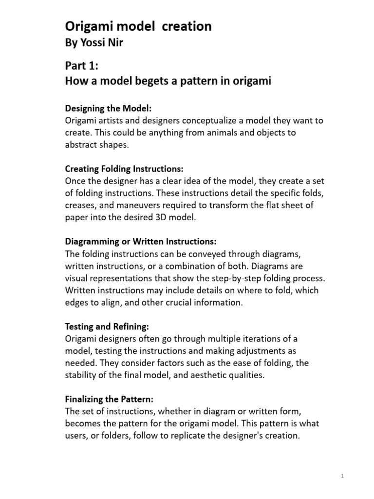 Origami Model Creation by Yossi Nir | PDF | Origami | Information