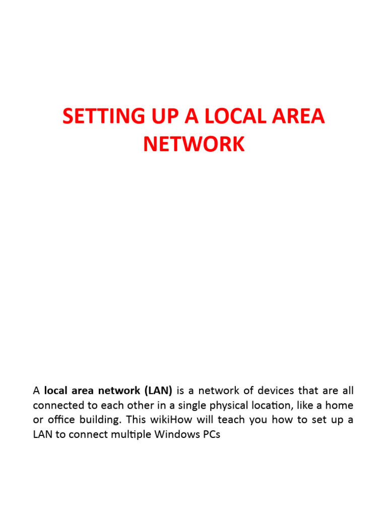 Setting Up A Local Area Network LAN | PDF | Ip Address | Network Switch
