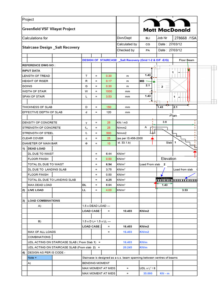 Staircase Design 01 | PDF | Stairs | Structural Engineering