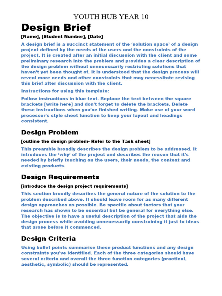 Design Brief Template | PDF | Aesthetics