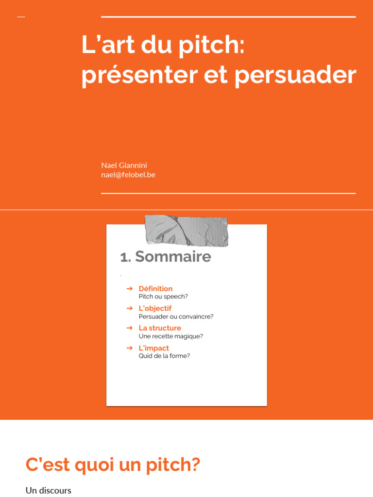 Définir et maîtriser le pitch | PDF | Évolution de carrière