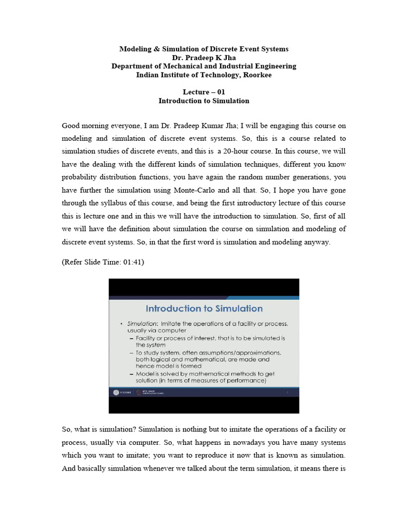 Lec 1 | PDF | Simulation | System