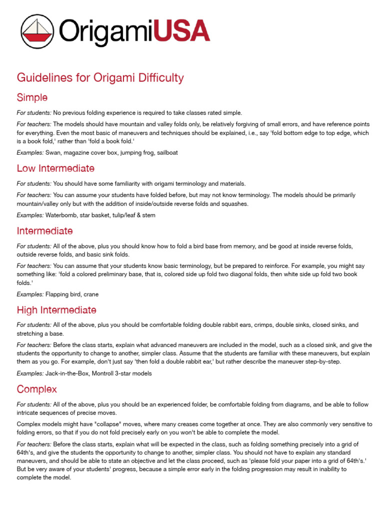 guidelines_for_origami_difficulty | PDF | Origami