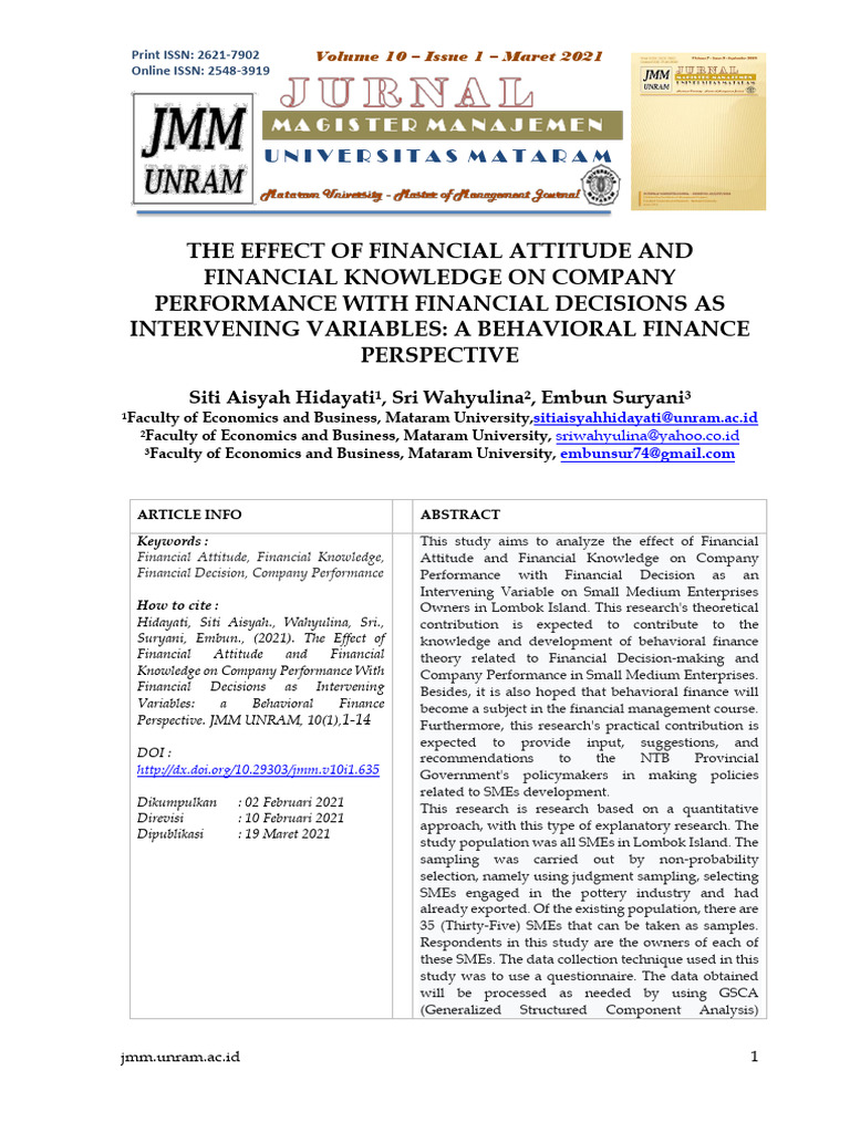 Financial Knowledge-Financial Decision | PDF | Behavioral Economics | Risk