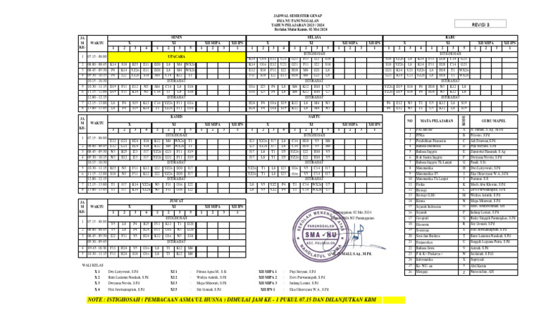 Jadwal Kbm Genap 2023_2024 Rev_3 | PDF