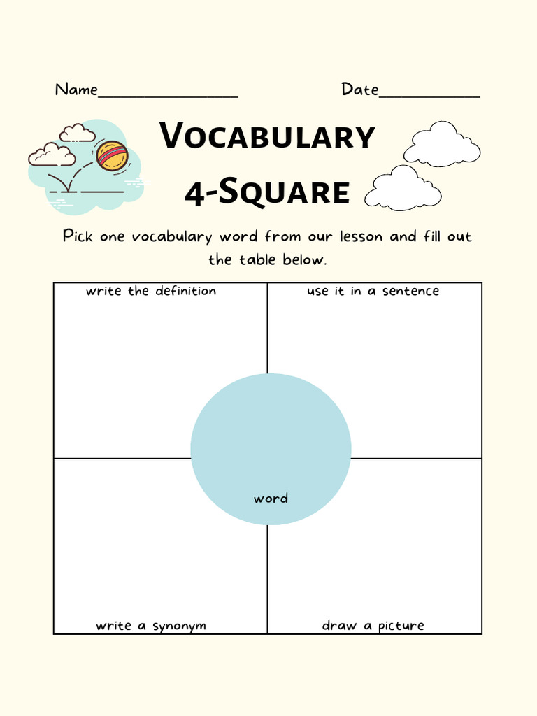 Vocabulary 4 Square | PDF | Language Arts & Discipline