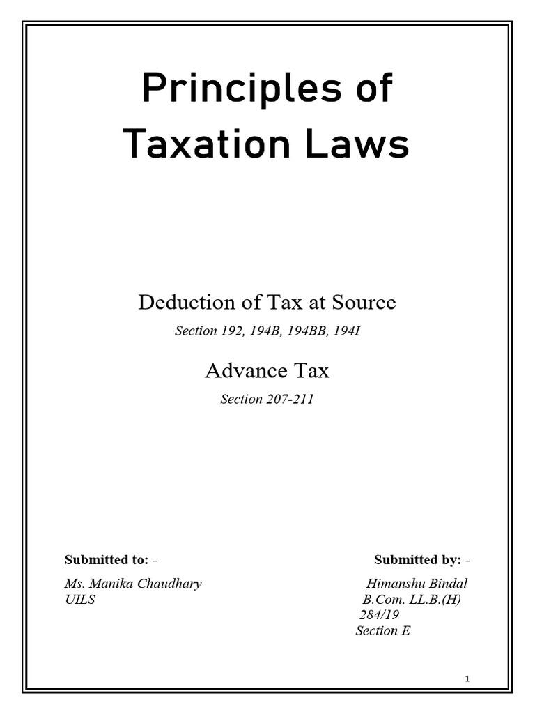 Income Tax Project 284 SEC E | PDF | Income Tax | Taxes