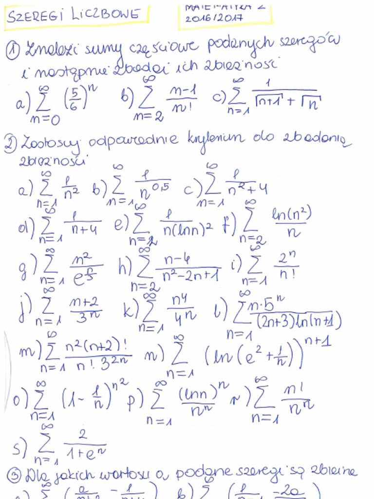 Szeregi Zadania | PDF