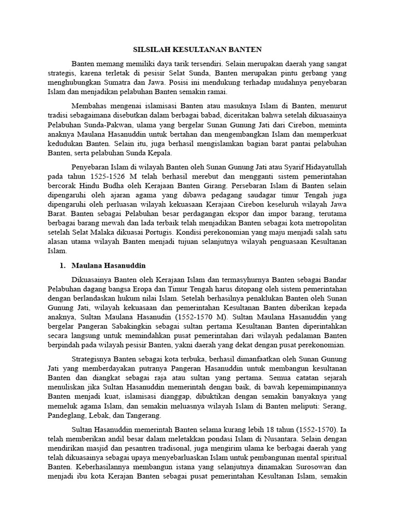 SILSILAH KESULTANAN BANTEN | PDF
