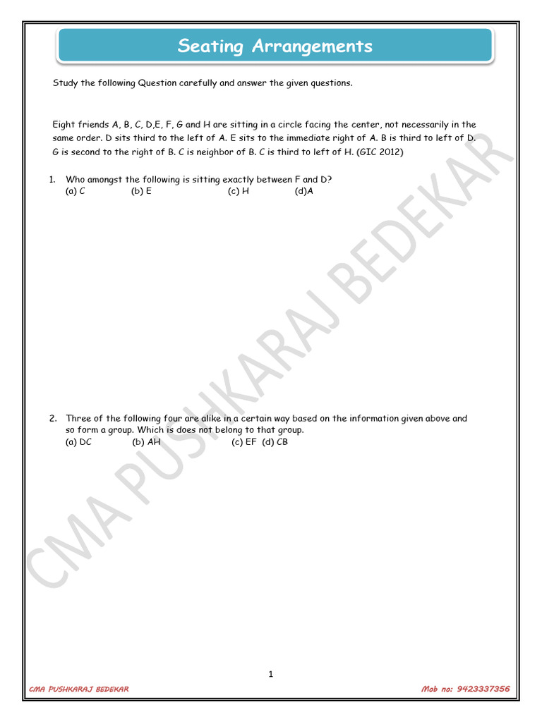Seating Arrangements | PDF