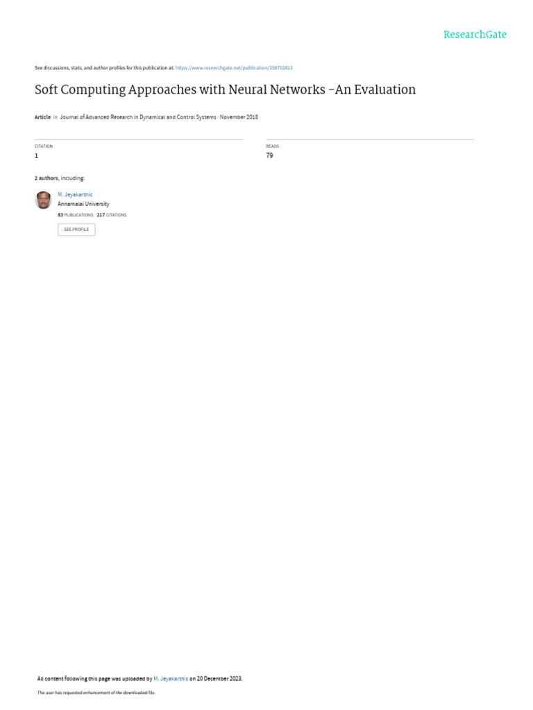 Soft Computing Approaches With Neural Networks - An Evaluation | PDF | Artificial Intelligence ...