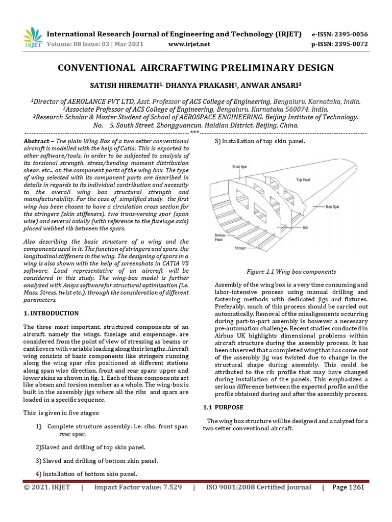 Conventional Aircraft Wing Preliminary D | PDF | Spar (Aeronautics ...