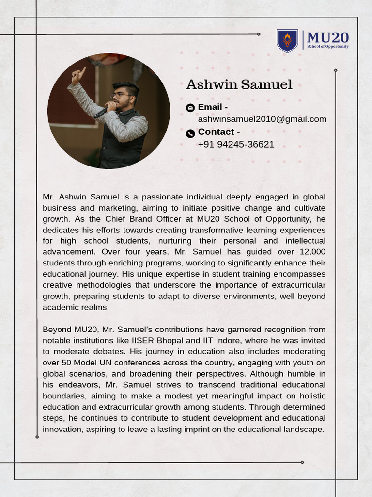 Ashwin Samuel Profile | PDF