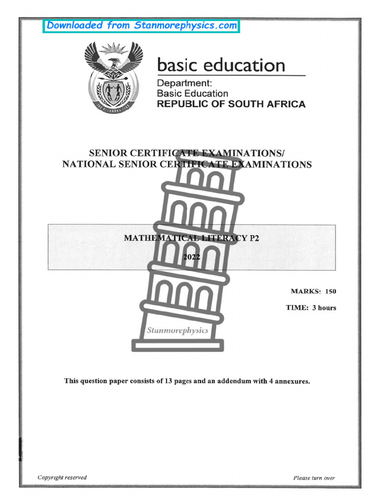 NSC Maths Literacy Grade 12 May June 2023 P2 and Memo | PDF