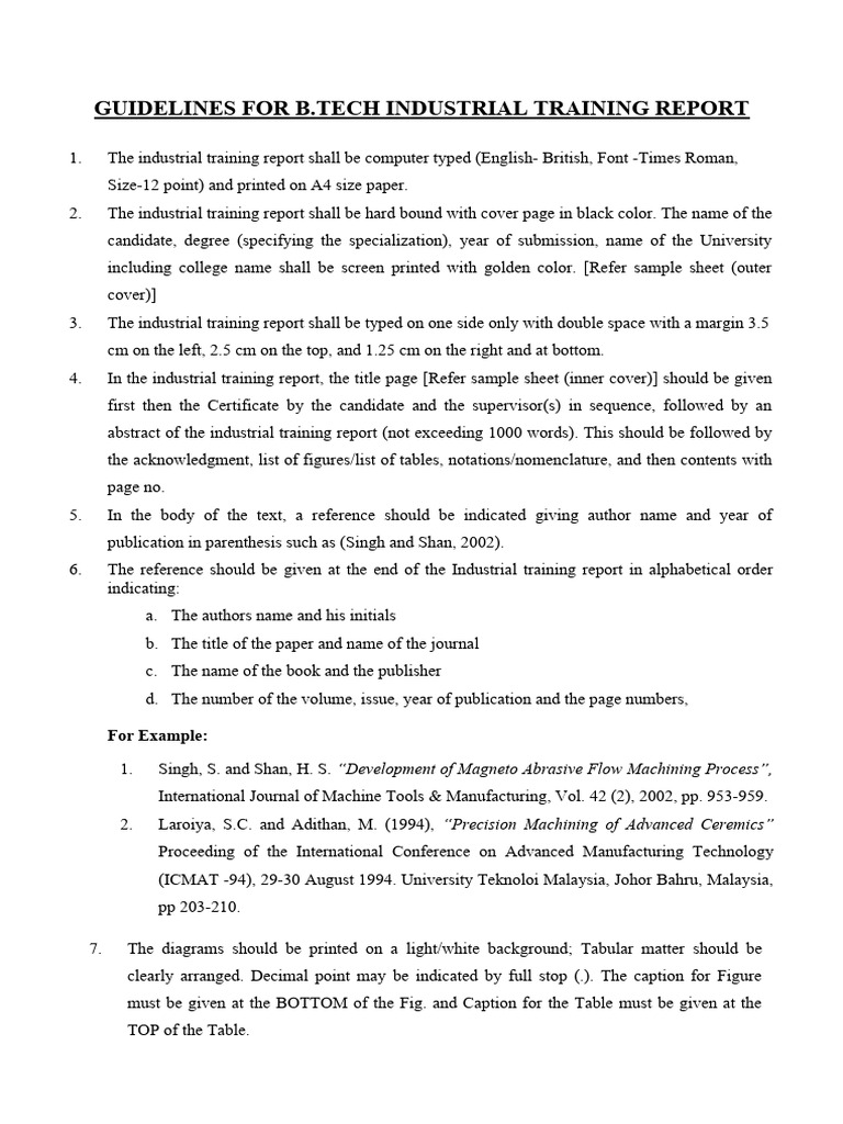 B.tech Industrial Training Guidelines | PDF | Engineering | Computing