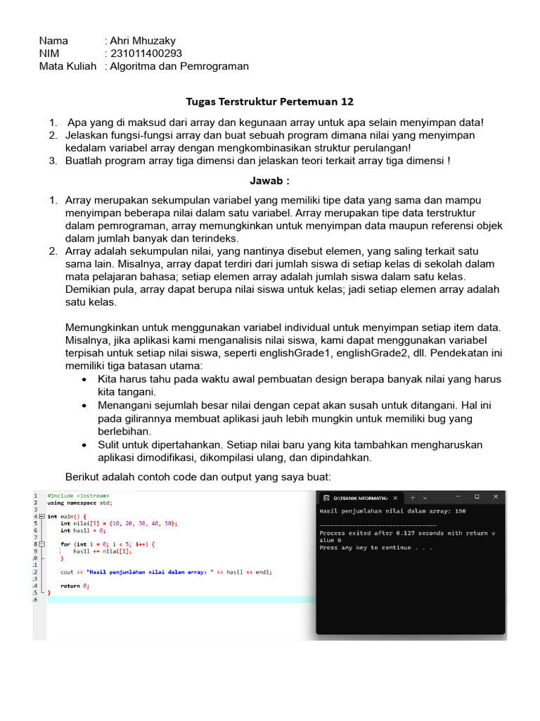 Tugas Algoritma Pertemuan Ke 12 Ahri | PDF