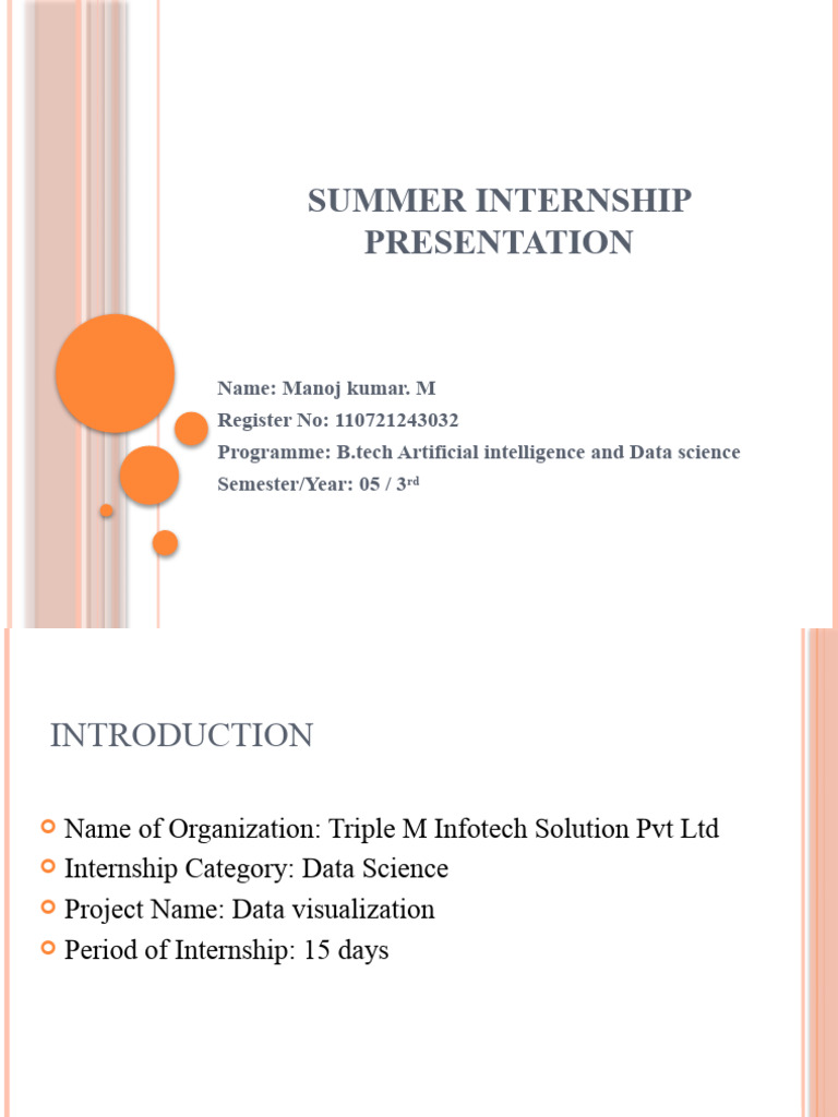 Summer Internship Presentation-1 | Download Free PDF | Data Science | Data