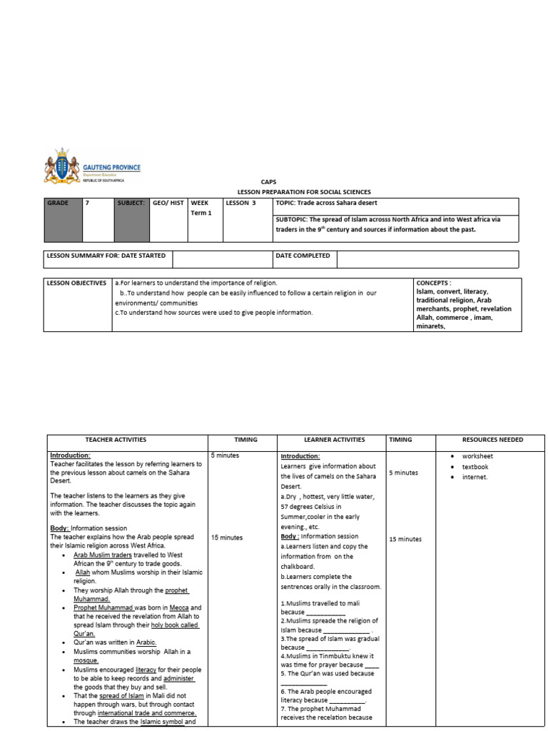 The Lesson Plan 3 | PDF | Quran | Islam