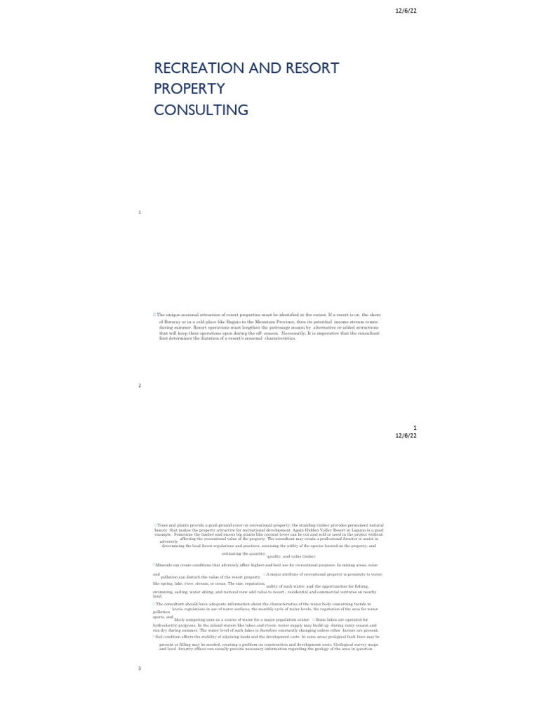 Resort Property Consulting Insights | PDF | Water | Resort