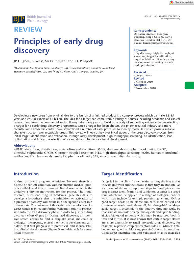 Early Drug Discovery Principles | PDF | Drug Discovery | High ...