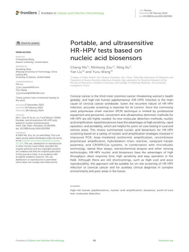 Portable, and Ultrasensitive HR-HPV Tests Based On Nucleic Acid ...