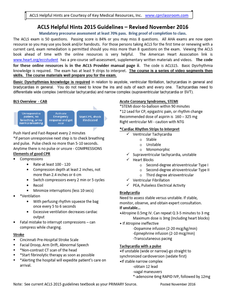 ACLS 2015 Guidelines Upate Nov 2016 For Posting | PDF | Cardiopulmonary Resuscitation | Medical ...