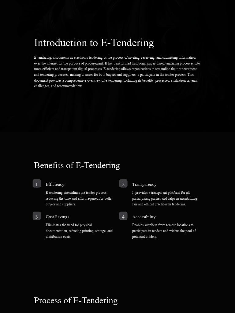 Introduction To E Tendering | PDF | Procurement | Supply Chain