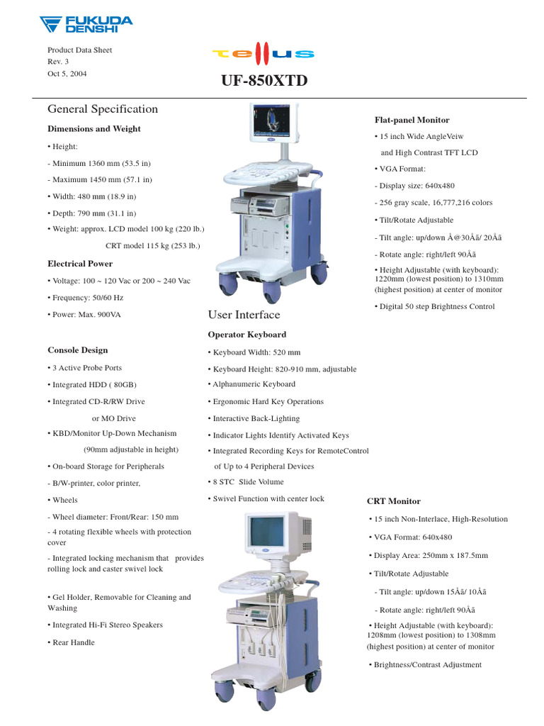 Fukuda UF-850XTD Ultrasound Overview | PDF | Computer Monitor | Medical ...