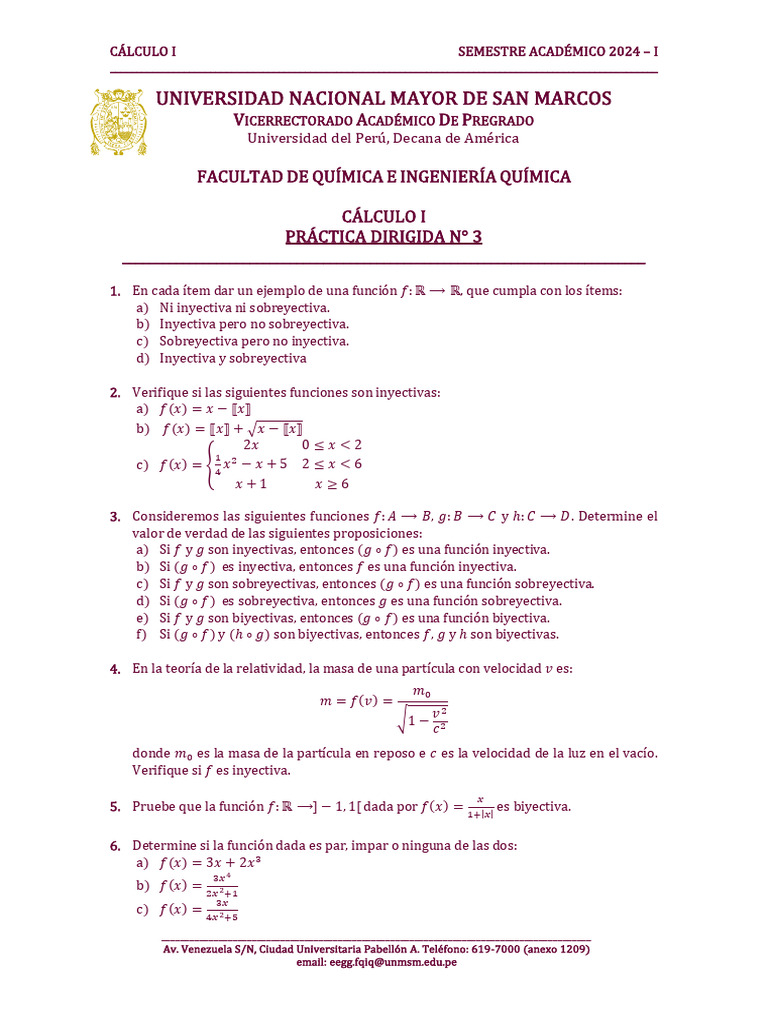 Práctica dirigida 3. Funciones inyectivas.Función Inversa | PDF | Objetos matemáticos | Análisis ...