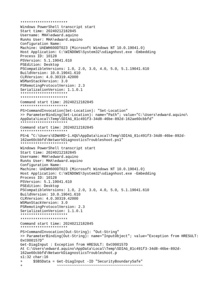PowerShell Transcript - UAEWH600DT023.Rp GaTaK.20240212182844 | PDF | Microsoft Windows | X86 ...