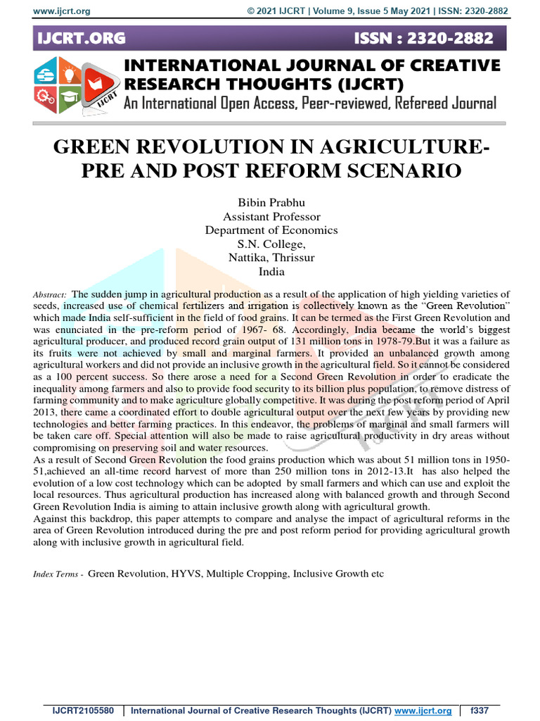 IJCRT2105580 | PDF | Green Revolution | Agriculture