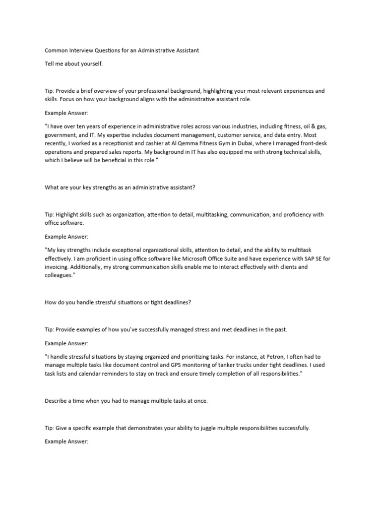 Essential Interview Tips for Administrative Assistants | PDF | Accuracy ...