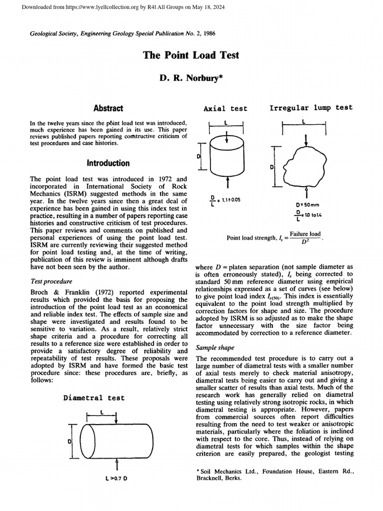 Point Load Test: Review and Insights | PDF | Anisotropy | Chemistry