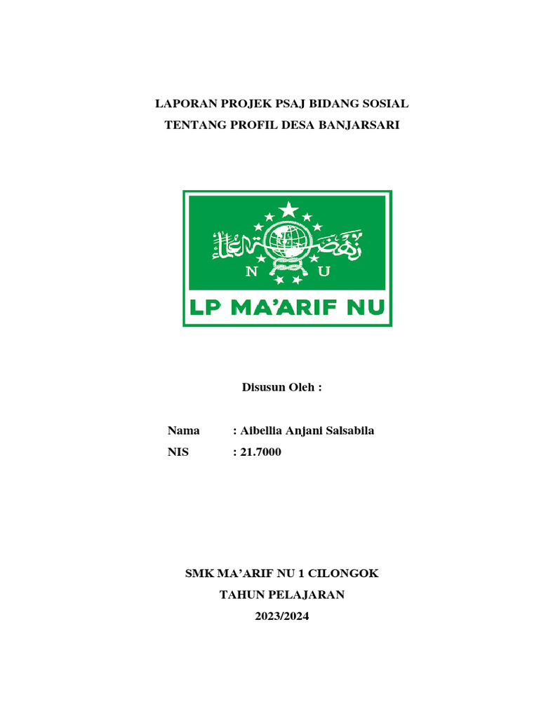 Cover Projek Psaj Bidang Sosial Ibel | PDF