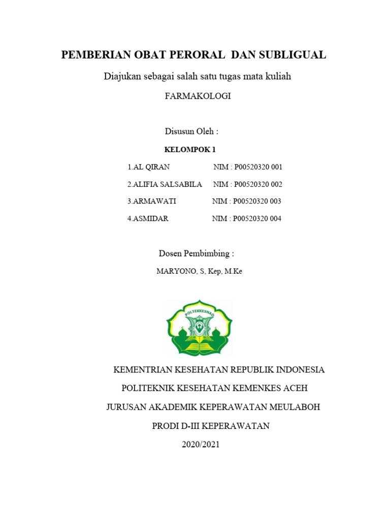 Pemberian Obat Peroral Dan Subligual | PDF