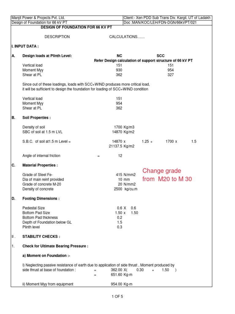 FDN - 66kV - PT - Design - Calculation | Download Free PDF | Civil ...